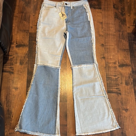 easel | Jeans | Easel Wide Leg Flare Jeans Patchwork Distressed | Poshmark